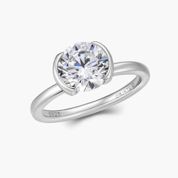 Half Bezel Round Engagement Ring – OBJKTS Jewelry