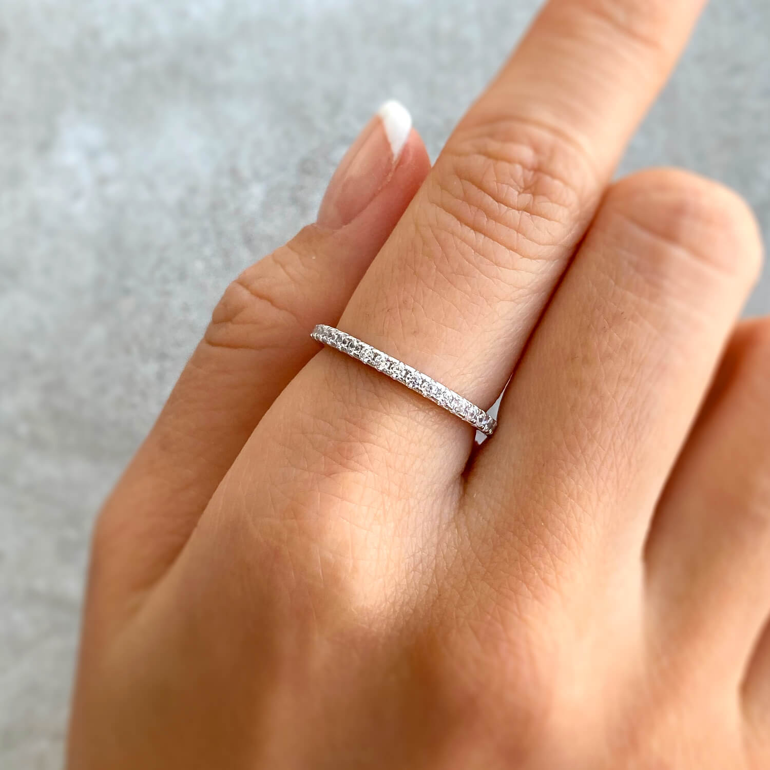 Ignis, 925 Sterling Silver, Thin Stacking CZ Eternity Band – OBJKTS Jewelry